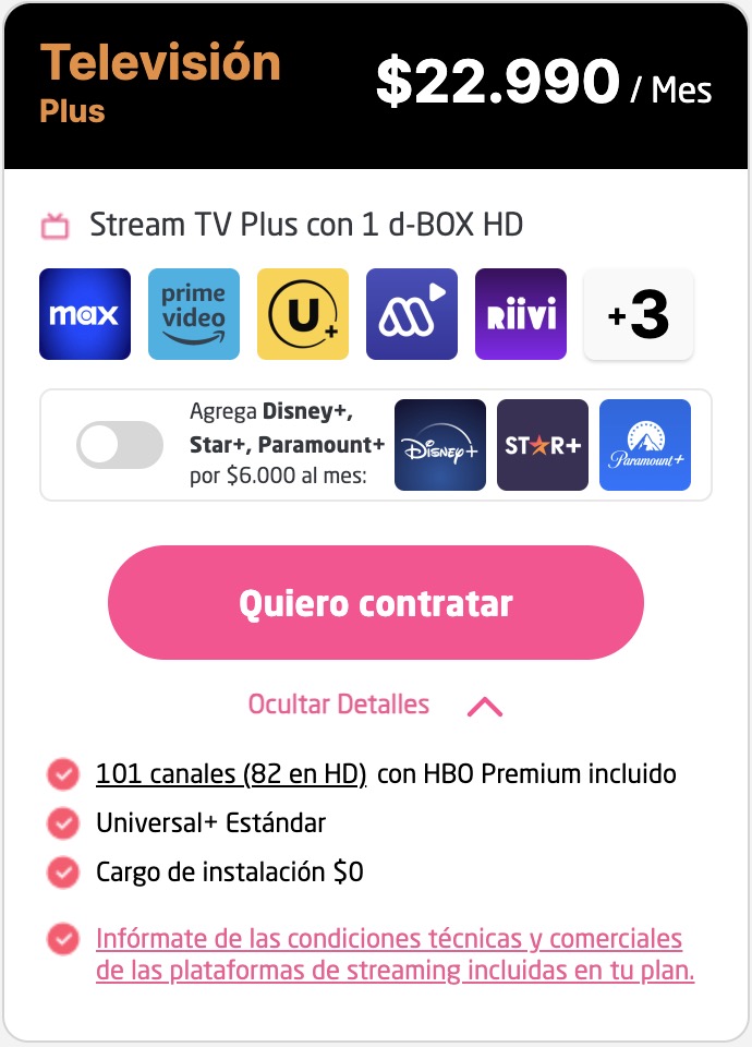 VTR lanza plan de TV con 8 plataformas de streaming integradas en su oferta