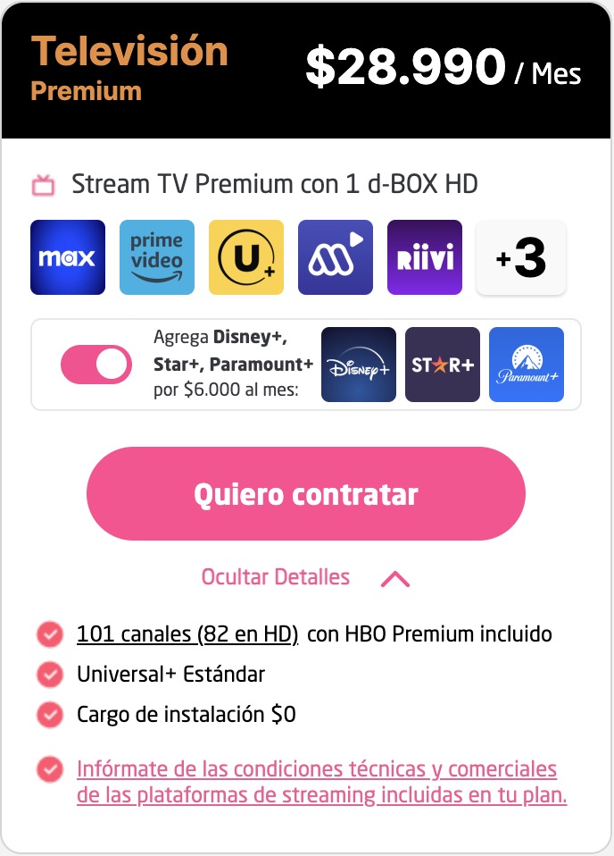 VTR lanza plan de TV con 8 plataformas de streaming integradas en su oferta